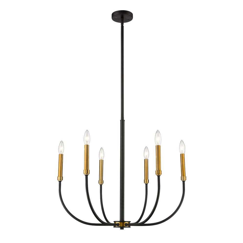 Z-Lite Haylie Matte Black Olde Brass Chandelier 479-6MB-OBR | theLightShop